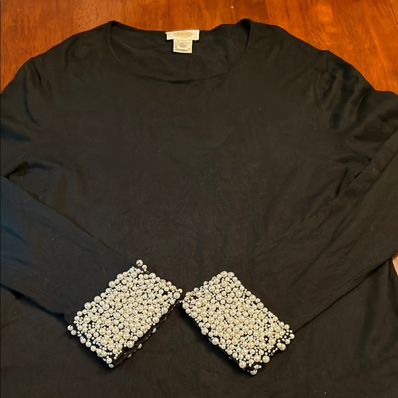 Talbots | Sweaters | Talbots Black Knit Silk Blend Top Sweater With ...